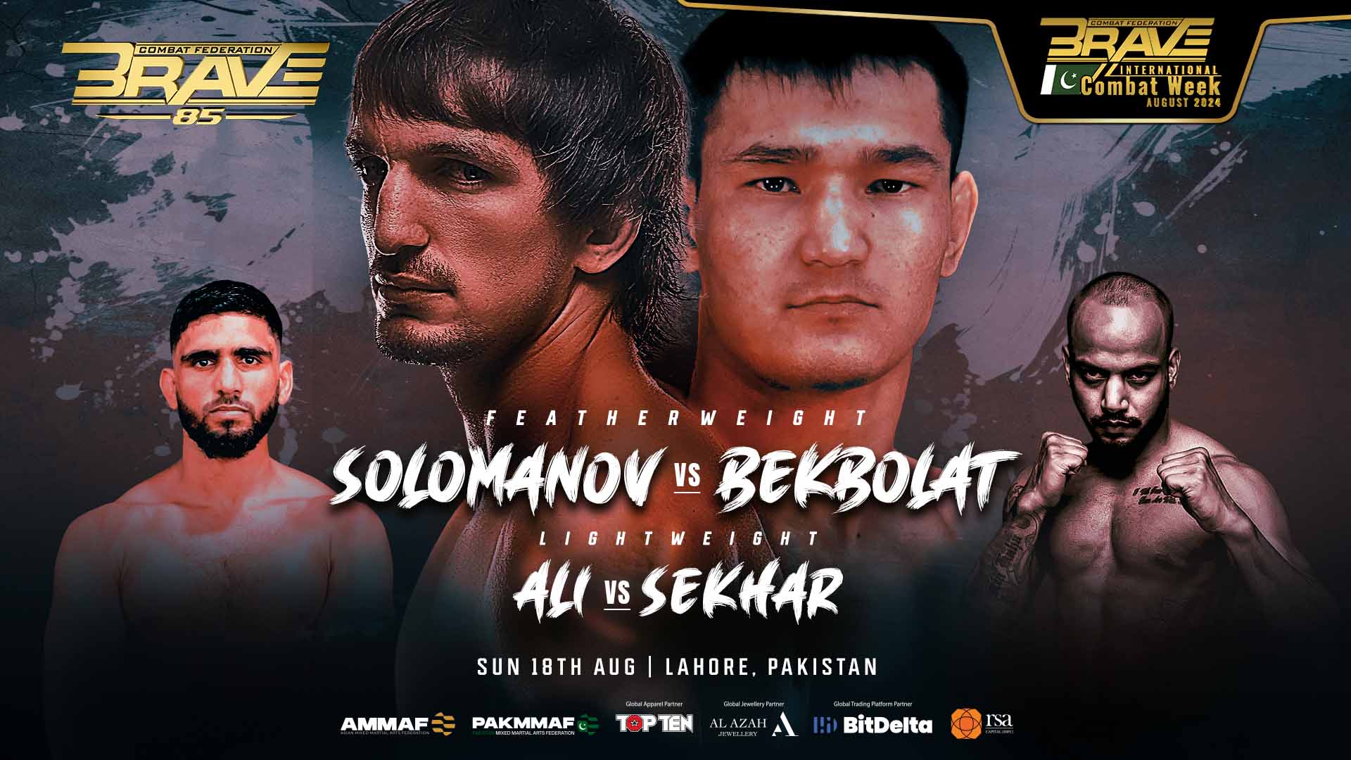 2024年8月18日BRAVE CF 85 – 直播[全程视频] Solomonov vs. Bekbolat – Aug 18 | LIVE STREAM EVENT – India vs ...